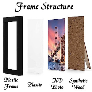 ijuerybai 6 Sets 9x12 Picture Frame, Frames for 9 x 12 Canvas Collage Photo Poster Certificate Wall Gallery, High Transparent Horizontal Vertical Black 9 by 12 Inches