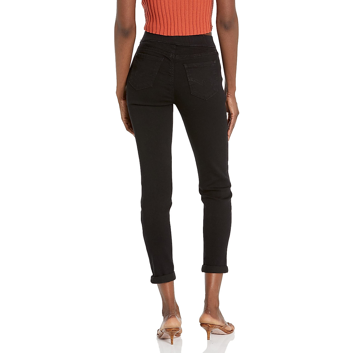 WallFlower Women's Pull On Denim Cropped High-Rise Insta Soft Juniors Jeans, Noir Ankle, 13