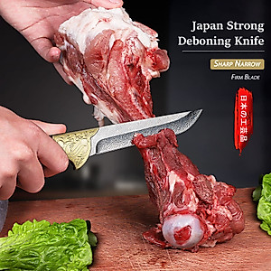 Purple Dragon 8 Inch Ultra Sharp Butcher Knife with 5 Inch Brisket Boning Knife Japanese Steel