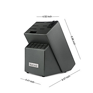 McCook MC39 14 Pieces Full Tang Triple Rivet Kitchen Knife Block Set with Built-in Sharpener and Kitchen Scissor, Black