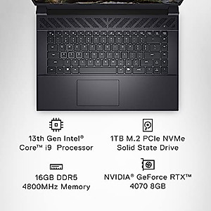 Dell G16 7630 Gaming Laptop - 16-inch (2560 x 1600) QHD+ 165Hz 3ms Display, Intel Core i9-13900HX, 16GB DDR5 RAM, 1TB SSD, NVIDIA GeForce RTX 4070 8GB GDDR6, Windows 11 Home - Metallic Nightshade