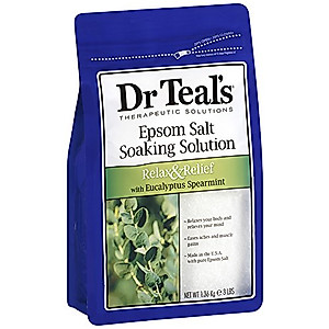 Dr. Teal's Epsom Salt Soaking Solution, Eucalyptus Spearmint, 48 Ounce (Pack of 4) (Packaging May Vary)