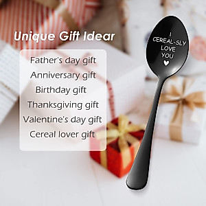 Gifts for Him, Her - Mens Christmas Gifts Stocking Stuffers, I Cerealsly Love You Spoon Valentines Day Gifts for Boyfriend Husband Wife Girlfriend
