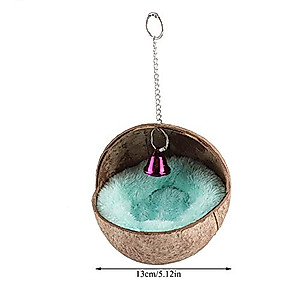 TOPINCN Bird Nest Natural Coconut Husk Breeding Bed Parrot Nesting Box Cage Hatch House Hut with Mat and Bell for Parakeet Rabbit Bunny Dove Hamster