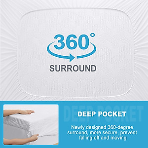 3 Inch Gel Memory Foam Mattress Topper Queen Size, High Density Memory Foam Mattress Pad Cover with 8-21" Deep Pocket for Pressure Relief, Pillow Top with Removable Viscose Made from Bamboo Cover