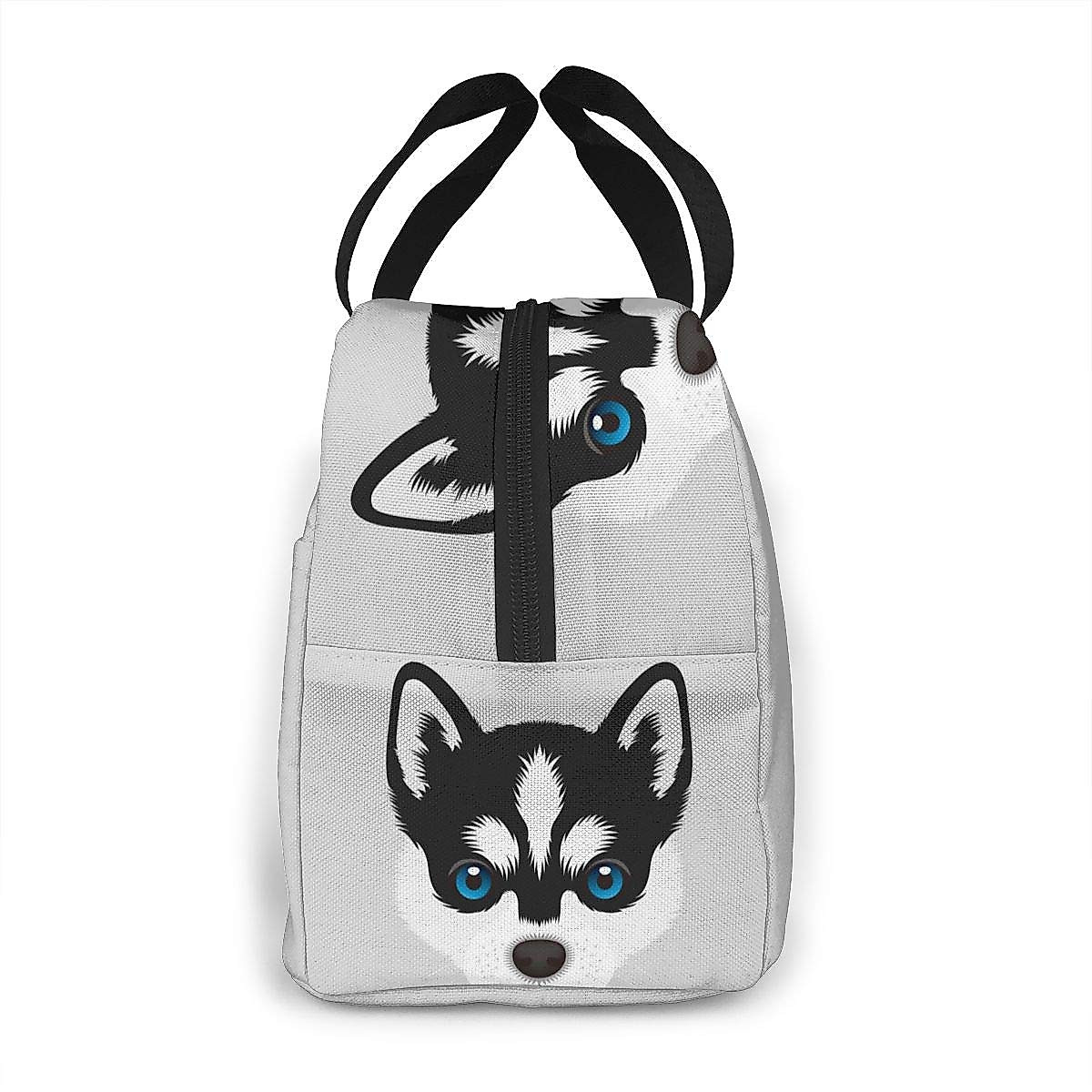Mount Hour Funny Dog Puppy Siberian Husky Insulated Lunch Box Reusable Cooler Tote Bag Waterproof Lunch Holder Gift for Women & Men Work Picnic or Travel