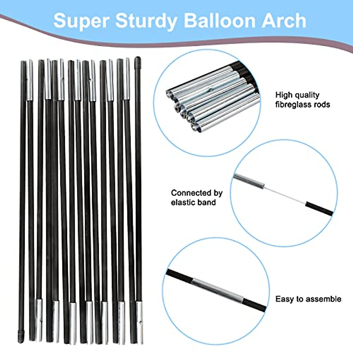 RUBFAC Table Balloon Arch Kit with 100pcs Rainbow Balloons, 12ft Ballon Stand Frame for Different Size, Tables Balloon Arch Stand for Wedding Baby Shower and Birthday Party