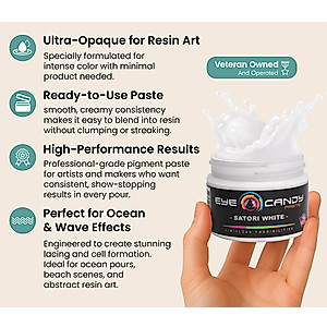 Eye Candy White Resin Pigment Paste"Satori White" (3 oz Paste / 4 oz Jar) | Create Cells and Lacing | Epoxy, Resin Art Paste | Highly Pigmented