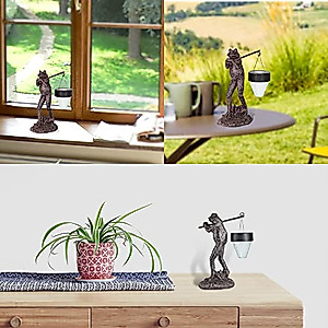 Garden Frog Statues Outdoor Decor with Waterproof Solar Frog Figurine Lights for Patio Yard Lawn Outdoor Decorations 6.6"