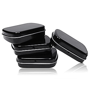 Mini Skater Metal Hinged Lid Tin Containers Portable Small Storage Empty Box for Candies, Pills, Earring and Jewelry Craft, 4Pcs (Black)