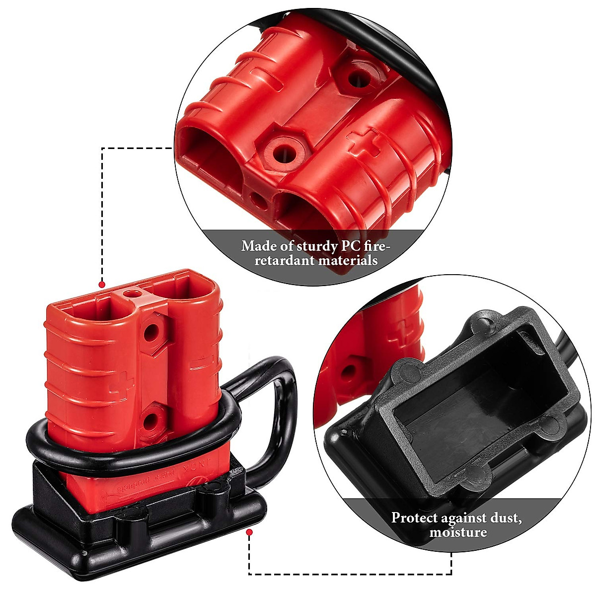Boao 6 Sets 6-10 Gauge Battery Quick Connect Disconnect 50a 12-36v Battery Quick Connector Quick Wire Harness Plug Kit Battery Quick Connector Disconnect Plug for Motor Winch Trailer(Red)
