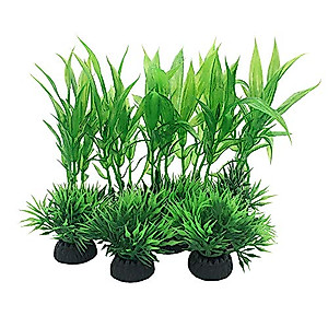 Smoothedo-Pets Aquarium Plants Fish Tank Decorations Small Size/10pcs Set Plastic Artificial Plant Goldfish Waterscape Fish Hides for Small Fish Tank/Bowl (10pcs-B-Set)