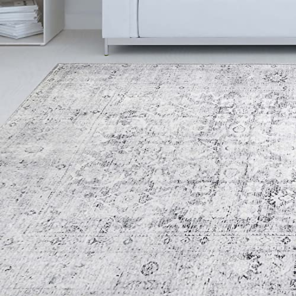 Superior Indoor Large Area Rug, Unique Rugs for Floor Accent, Bedroom, Living/Dining Room, Kitchen, Office, Entry, Rustic Home Decor, Huda Collection, Charcoal, 10' x 14'