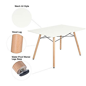 COZYCASA Dining Set 5 Piece 4 Chairs and 1 Table Scandinavian Modern Style Fabric Dining Kitchen Chair & Solid Wood Table Accent Set for Living Dining Room Club Guest Set for 4 Gray chair & White Desk