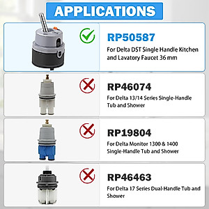 RP50587 Delta Cartridge Valve Replacement for DST Single Handle Kitchen and Lavatory Faucets Repair Parts Universal Delta Faucet Diamond Seal Technology Single Handle Valve Cartridge with Allen Wrench