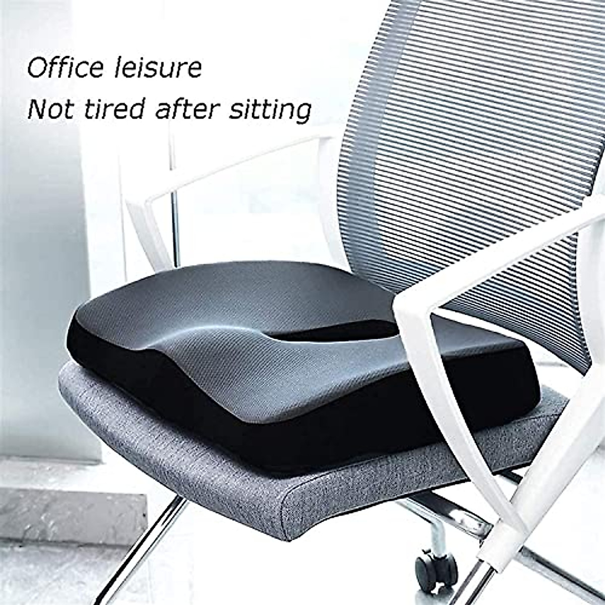 SMSOM Seat Cushion for Office Chair, Memory Foam Coccyx Cushion, Sciatica & Back Pain Relief, Ergonomic Cushion for Desk Chair, Gray
