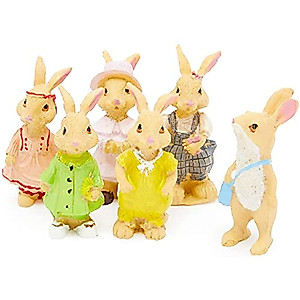 Juvale Mini Bunny Statues for Easter, Garden Decorations (2.2 Inches, 6 Pack)