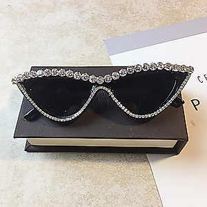 Naimo Sparkling Crystal Cat Eye Sunglasses UV Protection Rhinestone Sunglasses