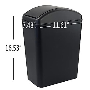 Qskely 4.5 Gallon Plastic Swing-Top Trash Can, Garbage Can with Swing Lid, Balck