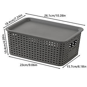 Hollow Storage Basket, Space Saving Stackable Organizing Basket, Long Lasting Weave Storage Organizer Baskets, Hollow Basket with Handle, Multipurpose Weaving Wicker Basket for Desktop Cabinet Bedroom