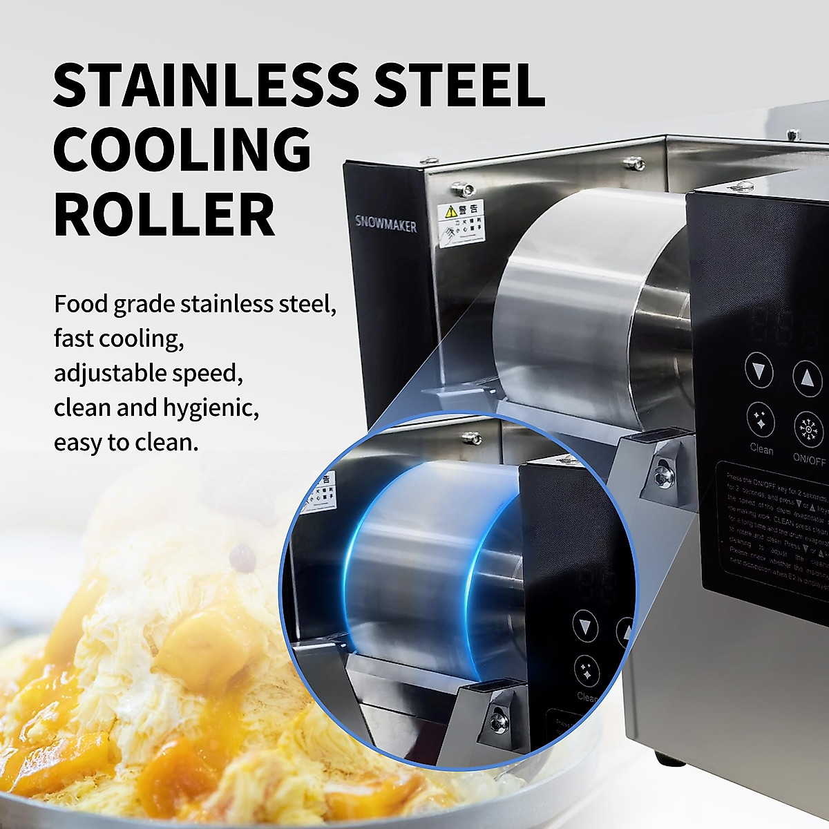 Generic Mvckyi Snowflake Ice Machine Commercial Ice Shaver Machine, Korean Shaved Ice Machine Commercial Snowflake Ice Maker, 176lbs/Day Snow Cone Machine, Fast Cooling, for Snack Bar, Ice Cream Shop