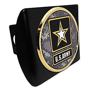 U.S. Army Camouflage Gold Star Black Metal Hitch Cover