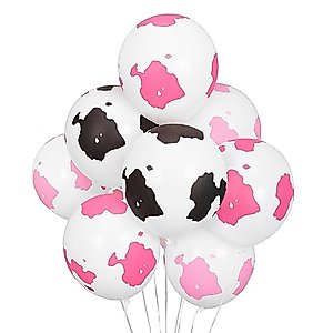 xo, Fetti Pink and Black Cow Print Latex Balloons - 25 pk, 12" | Bachelorette Party Decorations, Last Rodeo, Bridal Shower, Brides Last Ride Theme, Western Party, Pink Baby Shower, Cowgirl Birthday