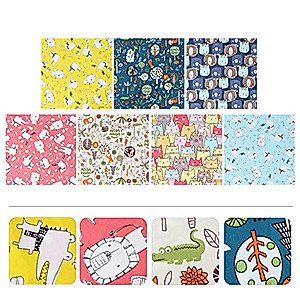 Healifty Quilting Fabric 7Pcs Cotton Fabric Bundle Animal Quilting Sewing Fabric Patchwork Cloths Sheets for DIY Craft Scrapbooking Mouth Cover Purse Bag 25x25cm Embroidery Fabric
