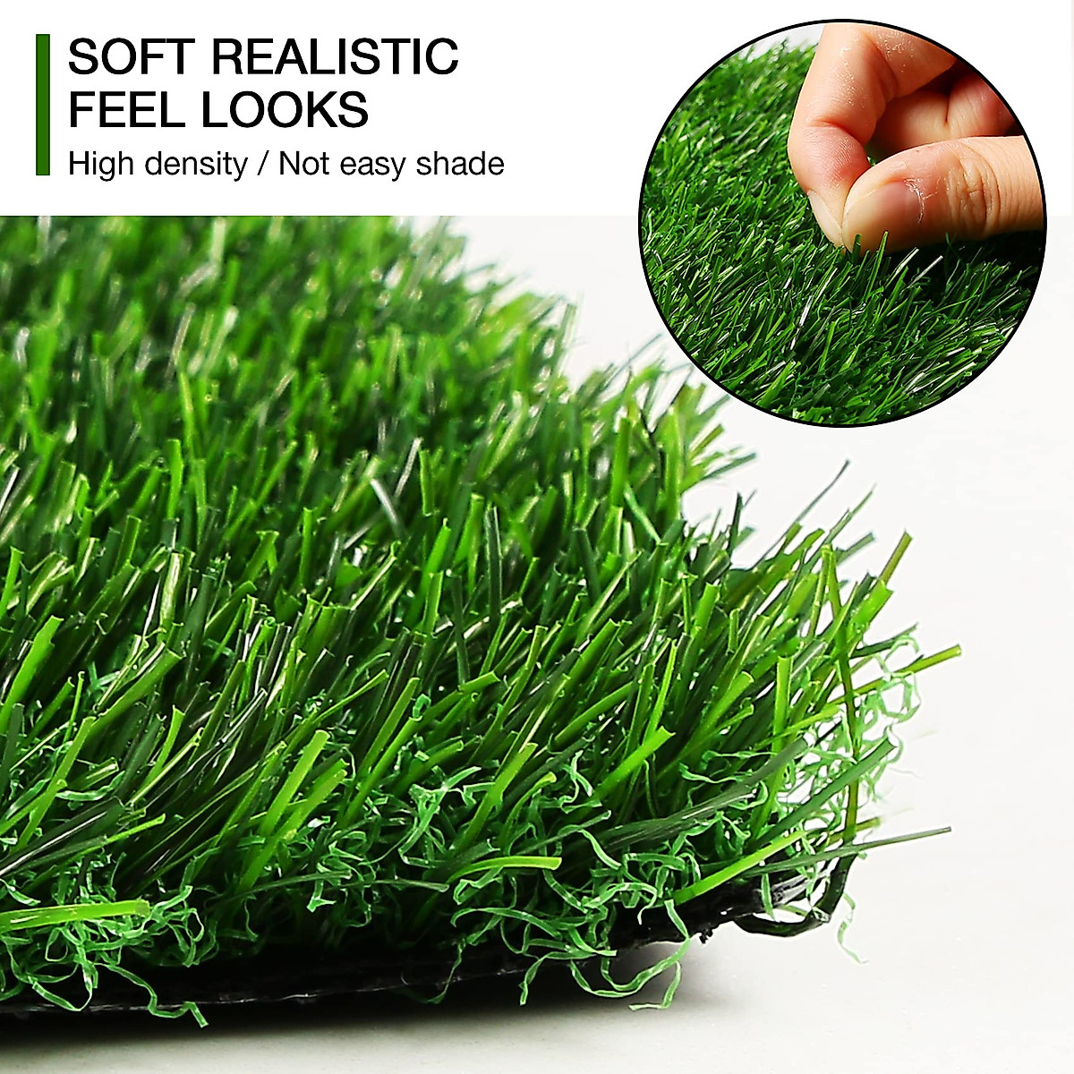 XLX TURF 6 Pack Artificial Grass Square Mats, 12"x12" Green Fake Grass Turf Tiles Table Decor Placemats Party, Patio, DIY Crafts