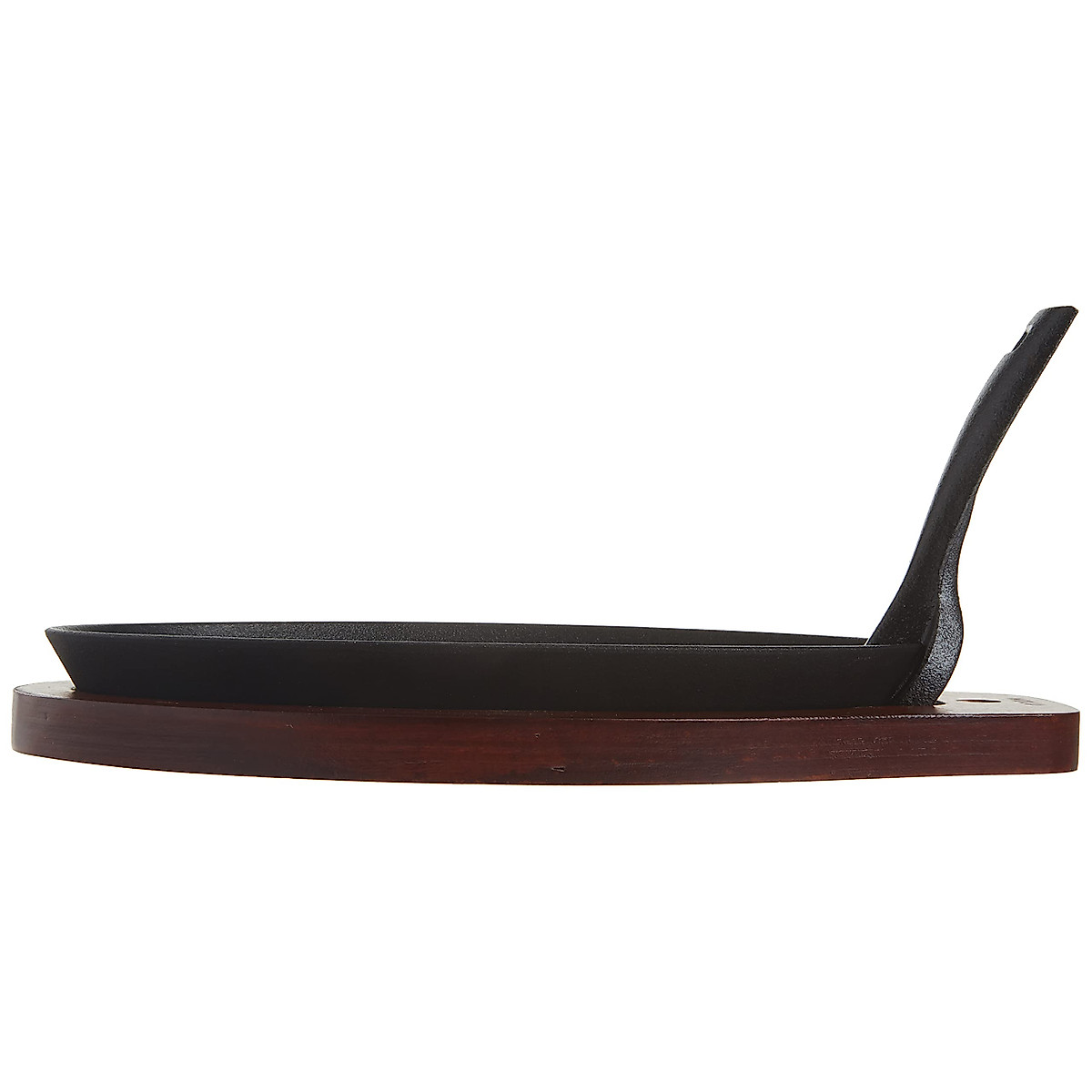 Winco ISP-3 Cast Iron Steak Platter with Wood Underline and Gripper,Black,Medium