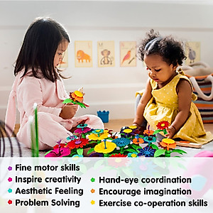 BOTARO Flower Garden Building Toys STEM Educational Toys for Girls, Flower Pretend Gardening Gift for Birthday Chrismas New Year (120PCS)