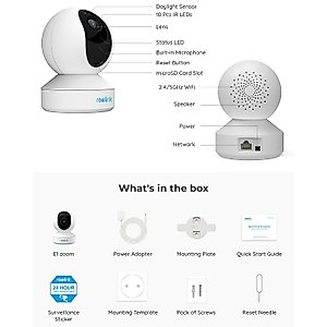 REOLINK 5MP Plus 3X Optical Zoom Camera Bundle for Indoor and Outdoor, 2.4/5Ghz WiFi Camera, Pan Tilt, Two-Way Talk, SD Card Storage, Real-Time Alerts