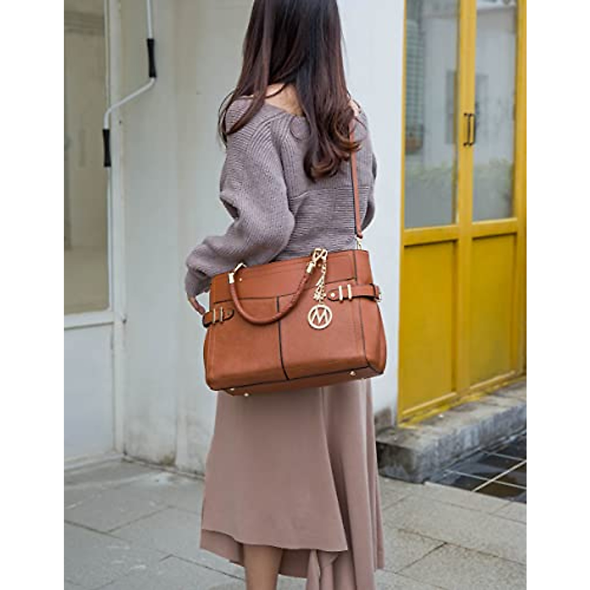 Mia K Collection Crossbody Bag for Women’s Handbag: PU Leather Top-Handle Satchel, Wristlet Wallet Purse Set