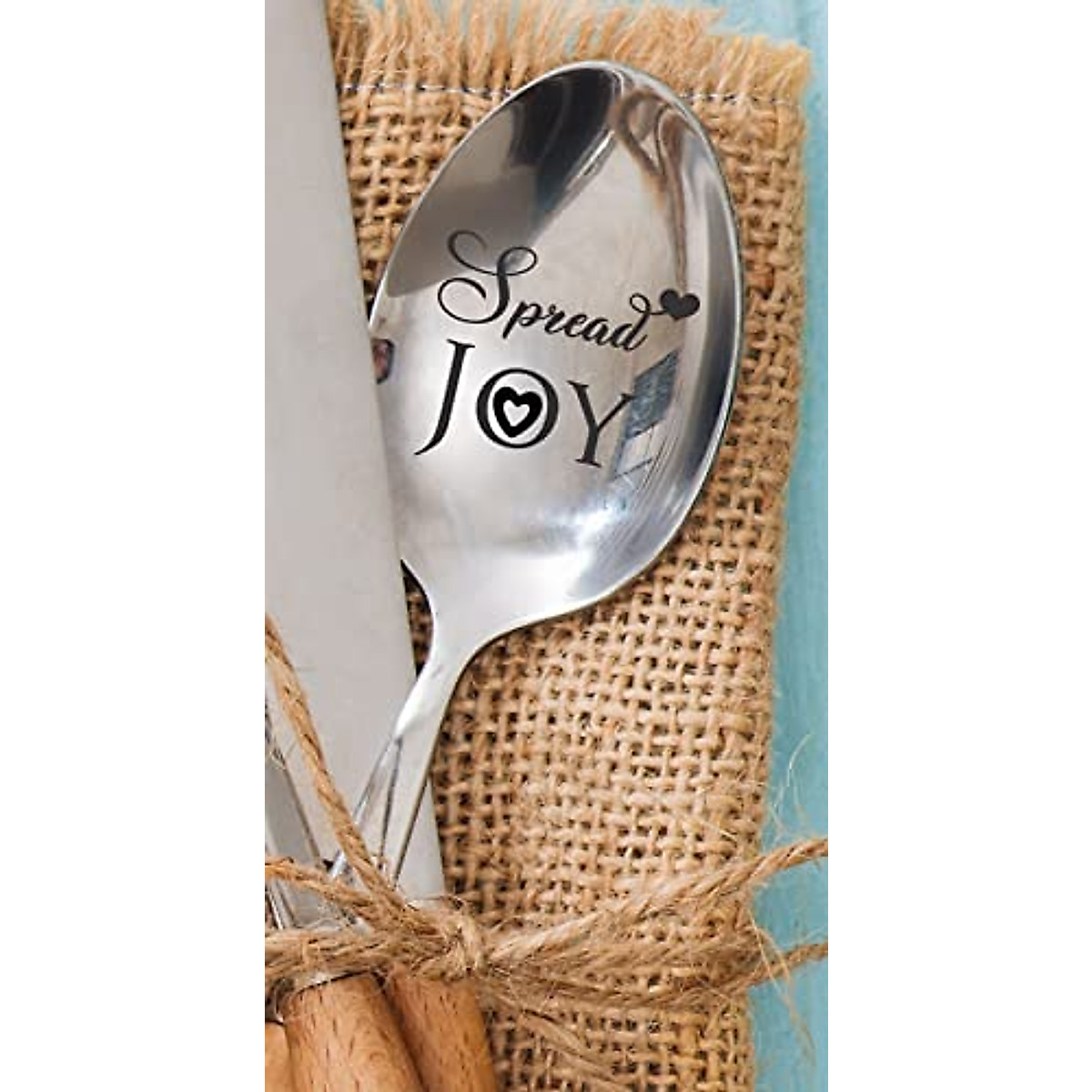 Spread Joy | Spoon Christmas Gift for Mother Father | Christmas Stocking Stuffer | Christmas Gift for Grandparents Son Daughter | Holiday Gift for Parents - 7 Inch Stainless Steel Spoon