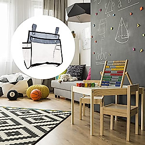 PATIKIL Mesh Beach Bag, Large Openings Bath Supplies Organizers Bathroom Storage Hanging Bag, Black