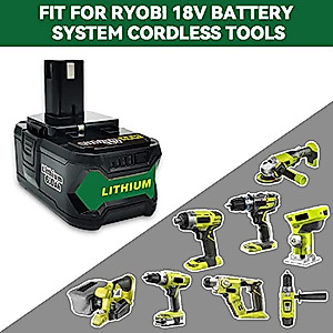 PDstation 2 Pack P108 6.0ah Li-ion Battery Replacement for Ryobi 18v Battery Compatible with Ryobi 18 Volt Battery P104 P108 P102 P107 P105 P109 P103 P190 P122 Cordless Tool Battery Packs