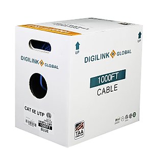 DG Cat6 Riser (CMR), 1000ft, Unshielded, 24AWG, with Spline (+), Solid Bare Copper, 600MHz, ETL Listed, Indoor/Home/Commercial Use, Bulk Ethernet Cable, Blue