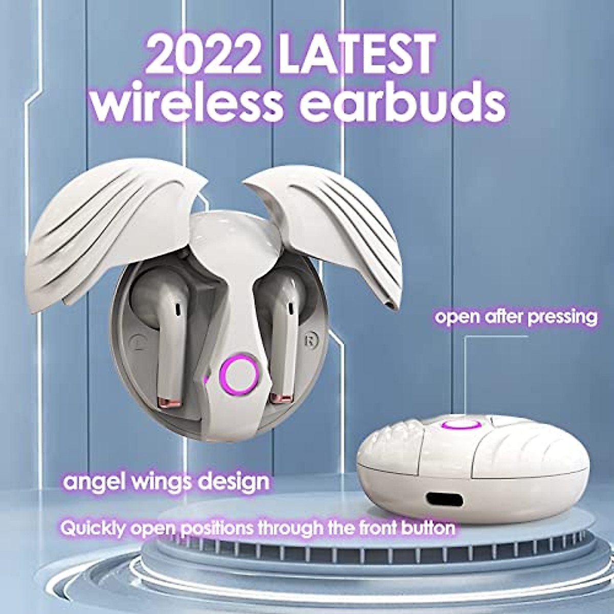 Wireless Gaming Earbuds Bluetooth Headphones with Microphone Waterproof Ultra Low-Latency in-Ear Earphones Cordless Wireless Ear Buds for Gaming Laptop TV Smart Phone PC Sport Black Fallen Angels