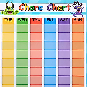 6 Pack Dry Erase Chore Chart for Kids, Reusable Behavior Reward Board with Self-Adhesive for Classroom, Monster Designs (14.5 x 11 in)