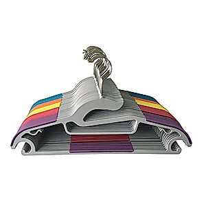 Jeronic P3500M 30 Pack Light-Weight Non-Slip Durable Clothes Plastic Hangers Various Perfect for Pants, Dress, Jacket, Underwear and Shirt, 5 Mixed Color 01, 30 Count