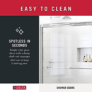 Delta Shower Doors SD3927404 Classic Semi-Frameless Traditional Sliding Bathtub, 60" x 58-1/8", Chrome Track
