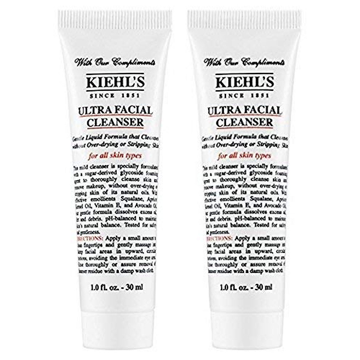 KiehIs Ultra Facial Cleanser Travel Size, Pack of 2, Total 2oz/60ml