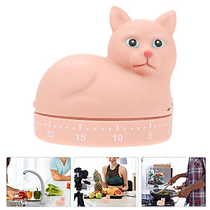 Hemoton Kitchen Timer Wind Up 60- Minute Mechanical Visual Timers 3D Cat Shaped Alarm Clock Egg Timer Countdown Clock for Classroom Cooking Baking