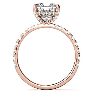 10K Solid Rose Gold Handmade Engagement Ring, 3 CT Cushion Cut Moissanite Diamond Solitaire Bridal/Wedding Rings for Women/Her, Minimalist Ring Anniversary Ring For Gifts (5.5)