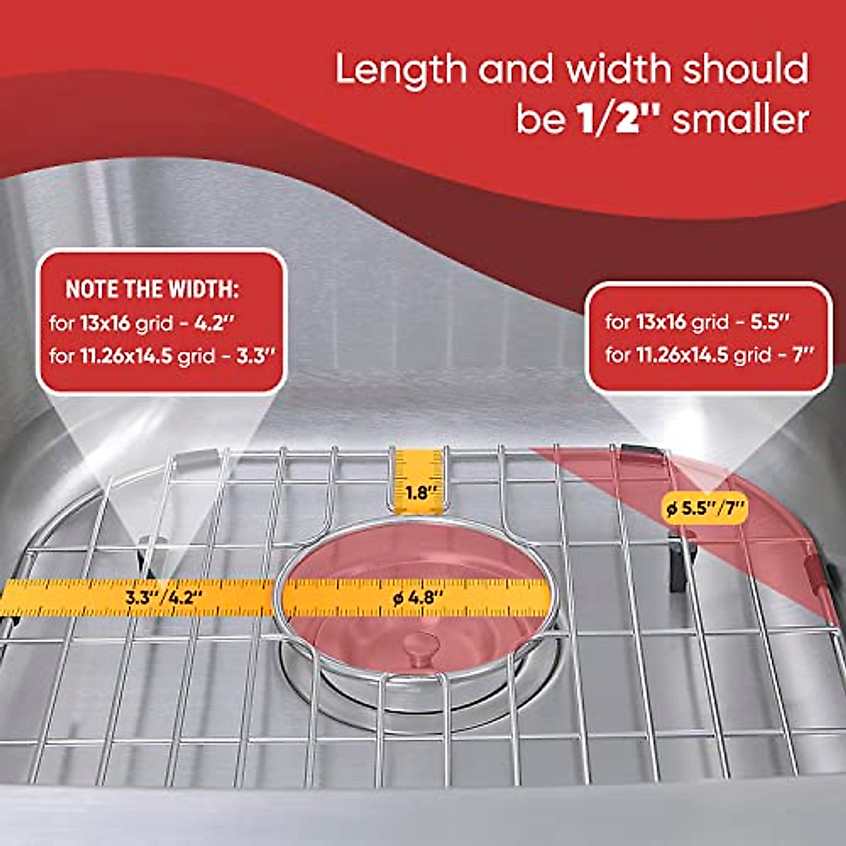 Sink Protectors for Kitchen Sink, Stainless Steel Sink Protector 13"x16" and 11.26"x14.5", Sink Grate for Bottom of Kitchen Sink 2 Pack Set