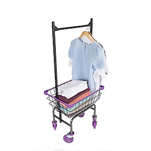 CHAMIN 1.5BU Chrome Coated CART for House and Commercial (Lavender Color) (Powder Coating, 1.5 Bushel)
