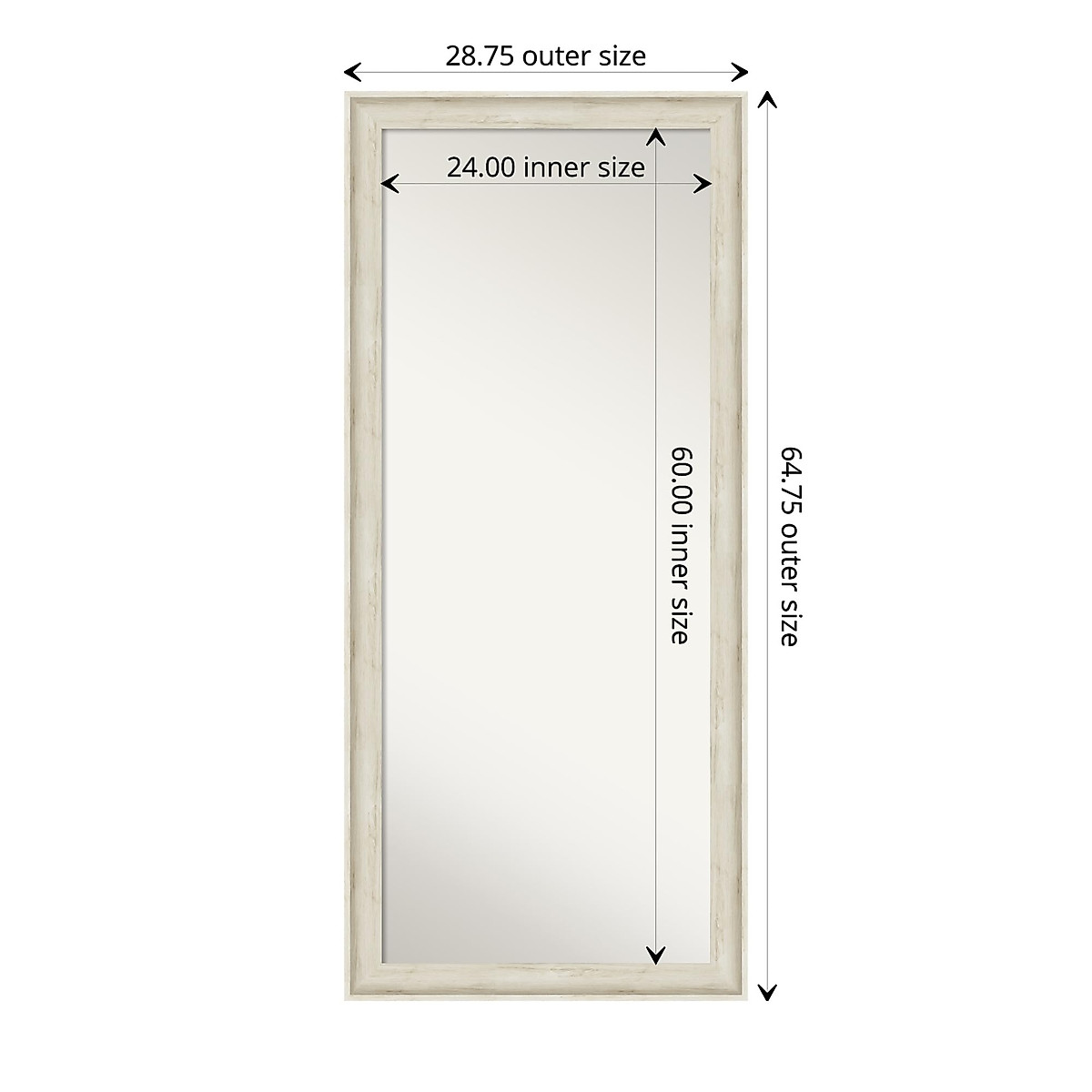 Amanti Art Cream Full Length Mirror, 65x29 Regal Birch Cream Tall Free Standing Body Wall Mirror Full Length for Dressing, Traditional Frame, Lean on Floor or Hang, Wall Decor from WI, USA