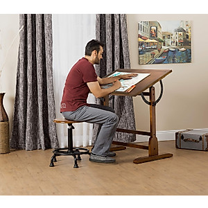 SD Studio Designs Vintage Rustic Oak Top Adjustable Drafting Craft Drawing Hobby Table Writing Studio Desk, 36''W x 24''D