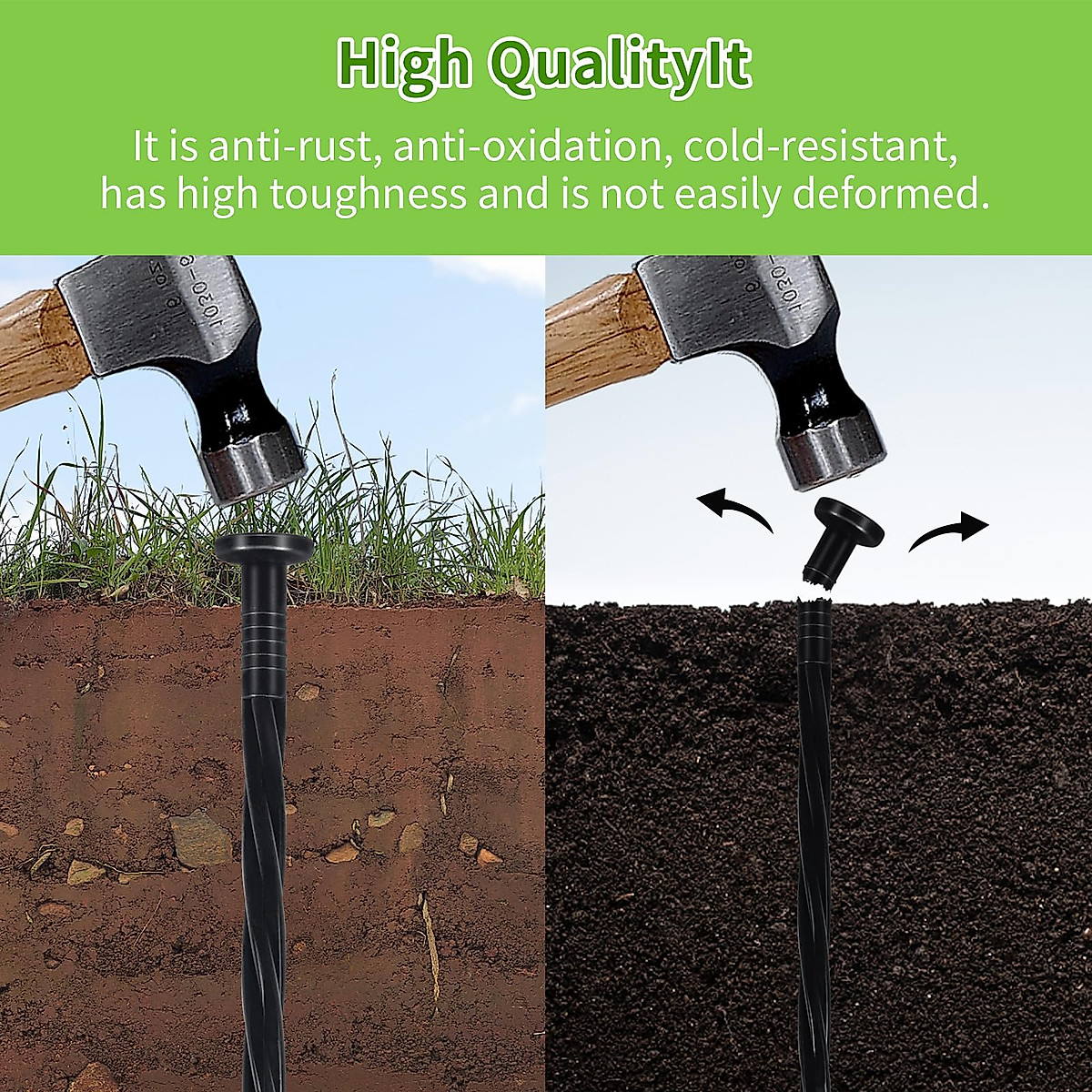 Darcvds 25PCS 8 Inch Plastic Landscape Anchoring Spikes, Garden Spiral Landscape Spikes for Weed Barrier, Paver Edging, Artificial Turf, Grass Pathways etc.