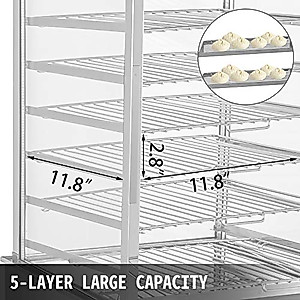 VEVOR 110V Commercial Bun Steamer, 5-Layer Restaurant Bun Warmer, Electric Food Steamer with 11.8x11.8-Inch Racks, 30-110℃/86-230℉ Bun Bread Steamer Machine, 900W Hot Dog Steamer Warmer, for Buffet